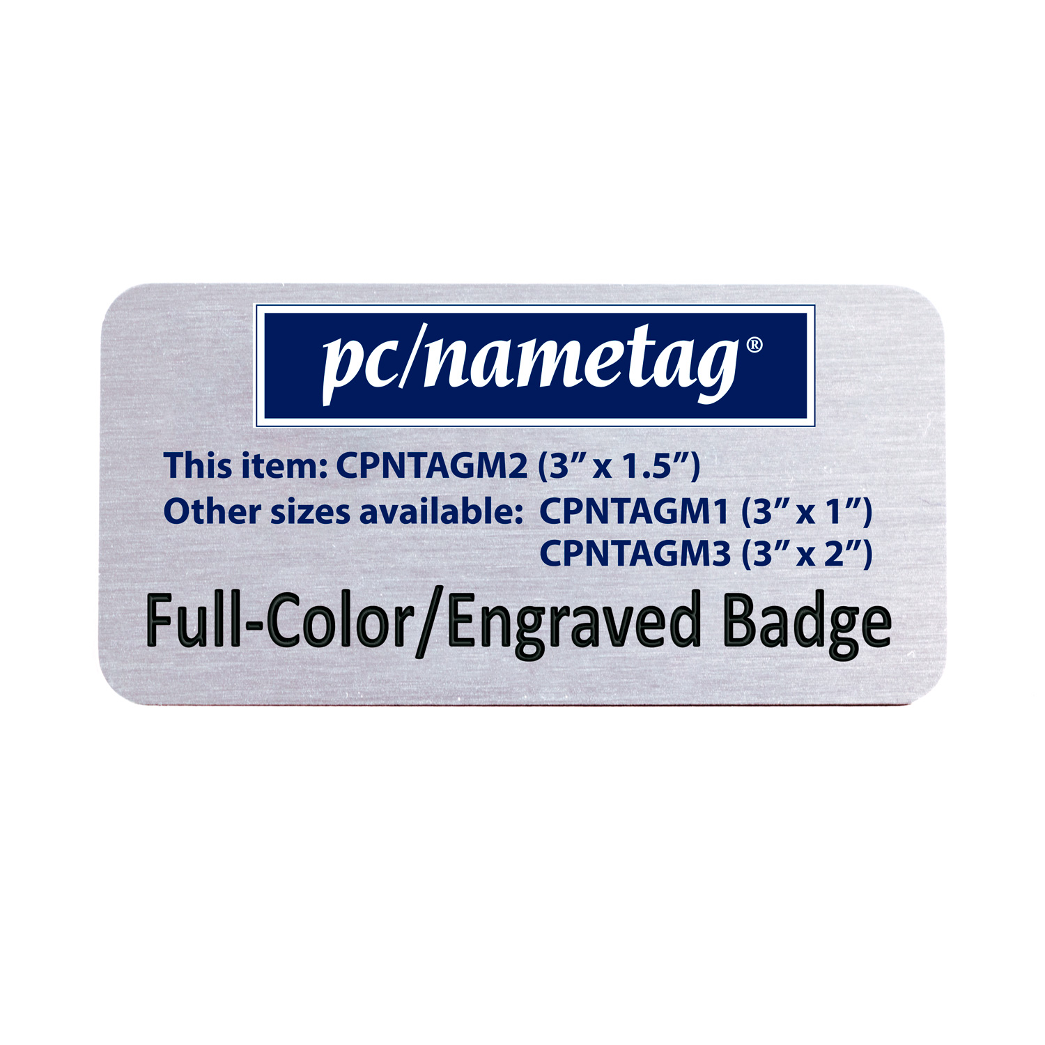 3" x 1-1/2" Custom Plastic Name Badge with Metallic Finish| pc/nametag