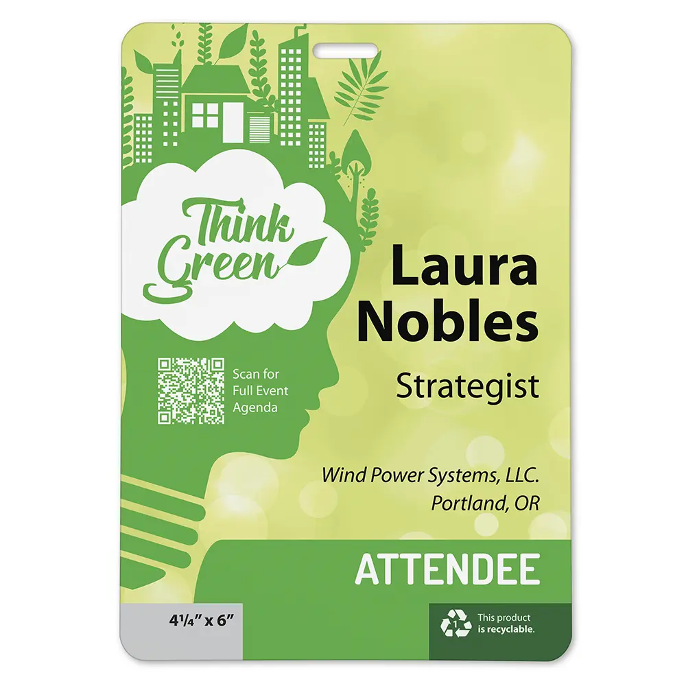 4-1/4" x 6" Recyclable Eco Plastic Event Pass | pc/nametag